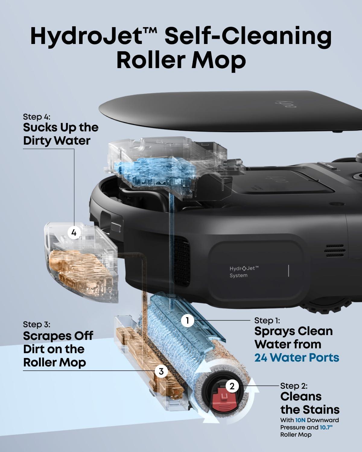 eufy X10 Pro Omni Robot Vacuum and Mop Combo, 8,000 Pa, Dual Mops with ...